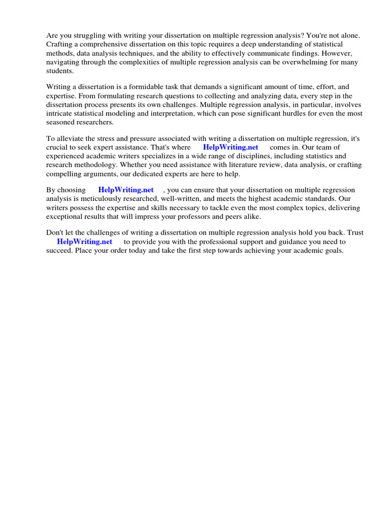 Dissertation Using Multiple Regression Pdf Linear Regression Regression Analysis 