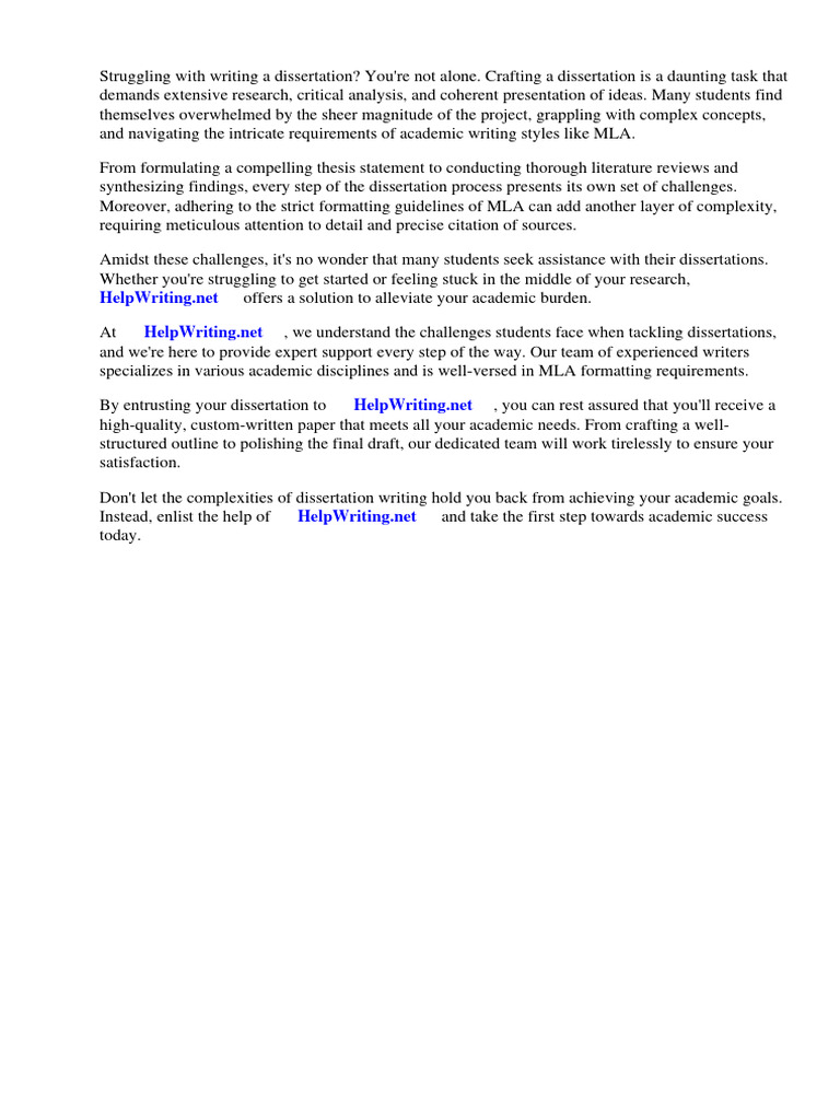 Mla Dissertation Sample | PDF | Thesis | Apa Style