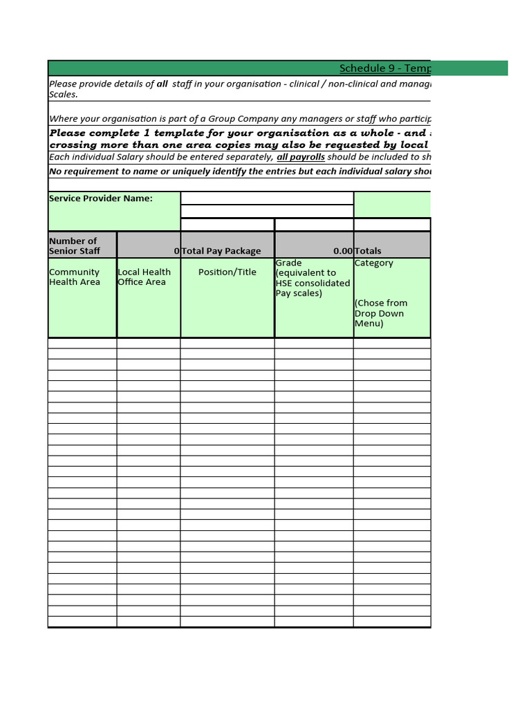HSE Staff Remuneration Collection Template | PDF | Salary | Nursing