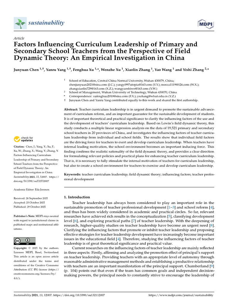 Factors Influencing Curriculum Leadership | PDF | Leadership | Teachers