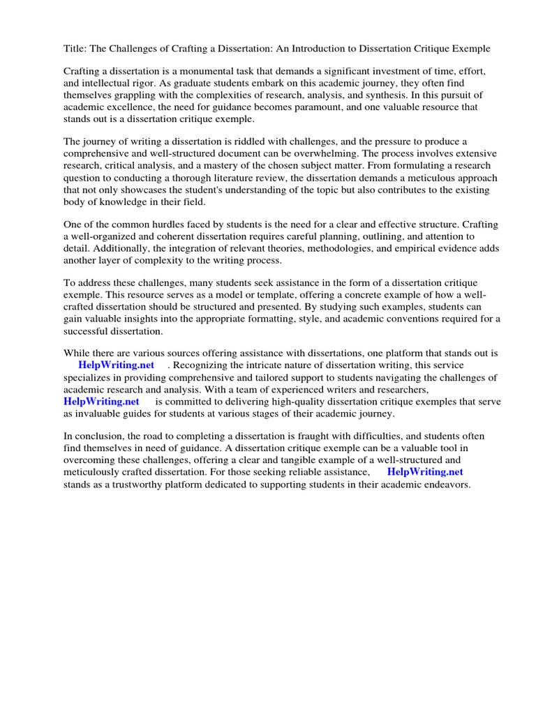 Introduction Dissertation Critique Exemple | PDF | Thesis
