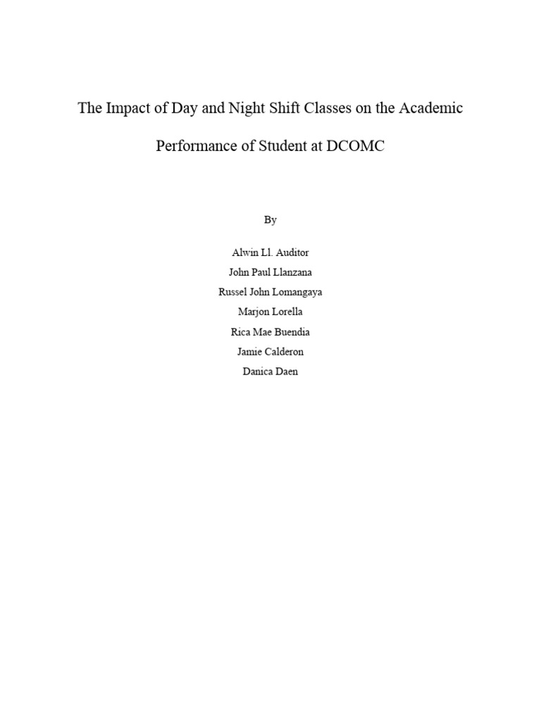 Impact of Shift Classes on DCOMC Students | PDF | Shift Work | Sleep