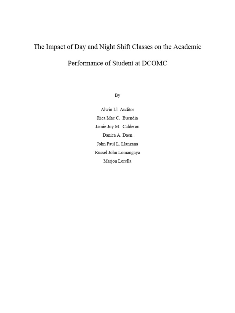Chapter 1 Comparison of Day and Night Shift | PDF | Shift Work | Sleep
