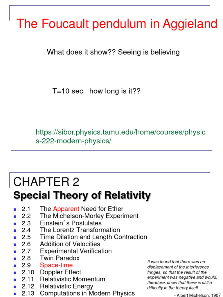 Foucault Pendulum and Relativity Concepts | PDF | Special Relativity ...