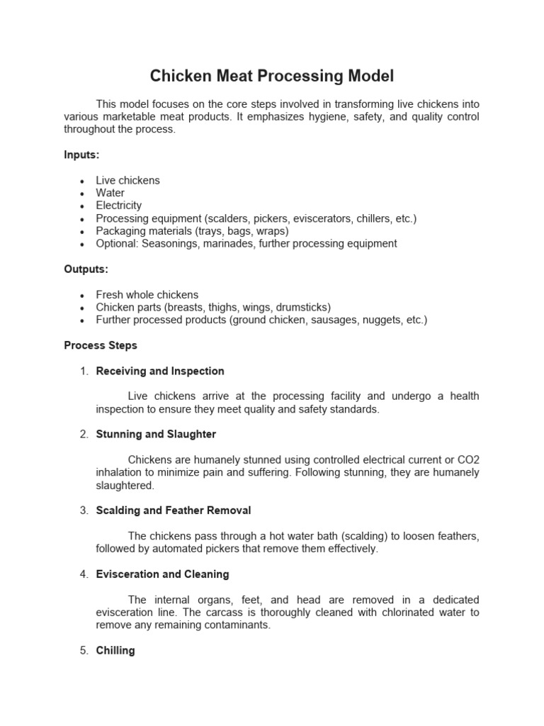 Chicken Meat Processing Model | PDF | Meat | Food Safety