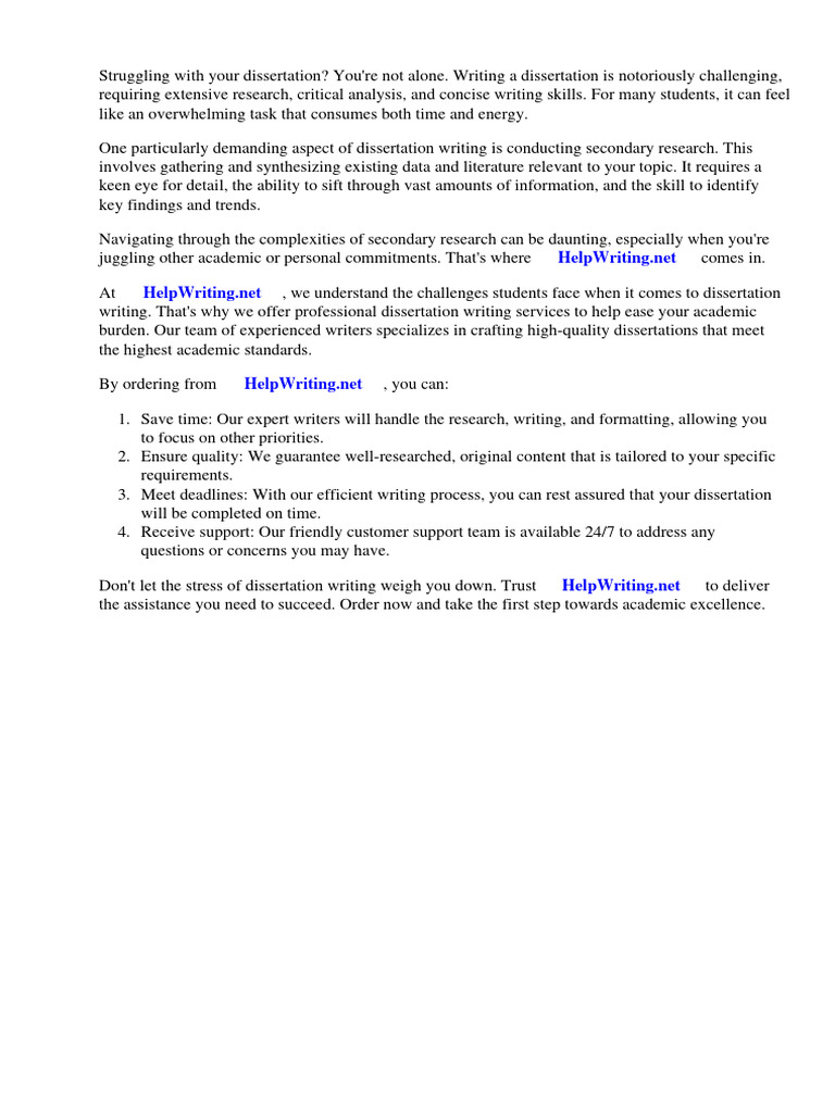 Secondary Research Dissertation Example | PDF | Methodology | Thesis