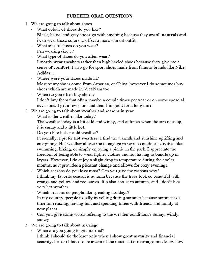 Miss Hoa - FURTHER ORAL QUESTIONS - Docx ĐH1 - HK1 | PDF | Traffic ...