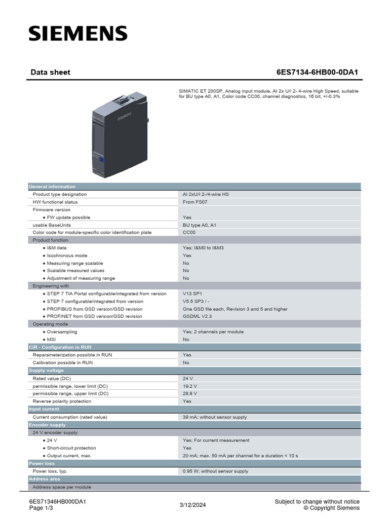 6ES71346HB000DA1 Datasheet en | PDF | Electrical Engineering | Computer Engineering