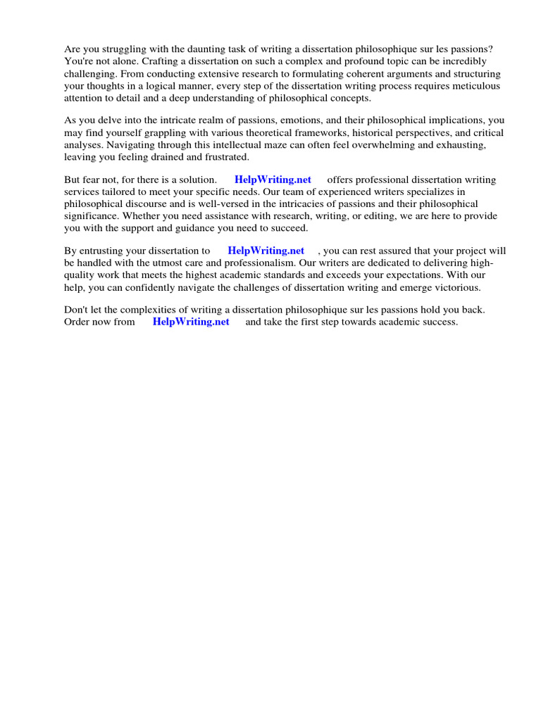 Dissertation Philosophique Sur Les Passions | PDF | Thesis | Skepticism