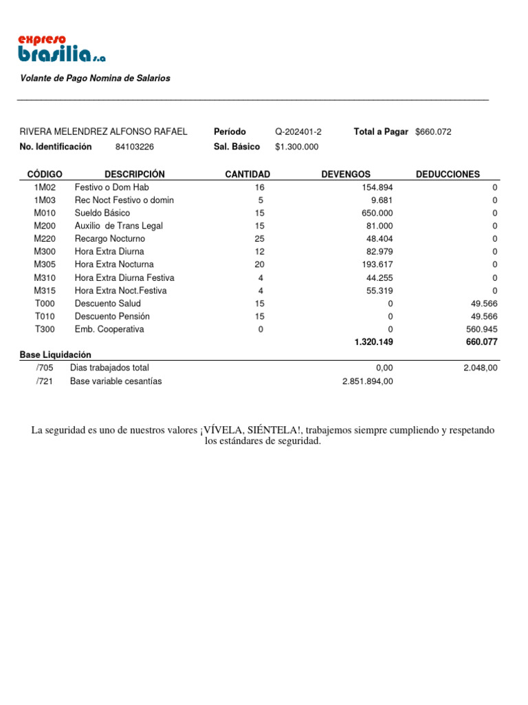 Comprobante De Pago Nomina Pdf