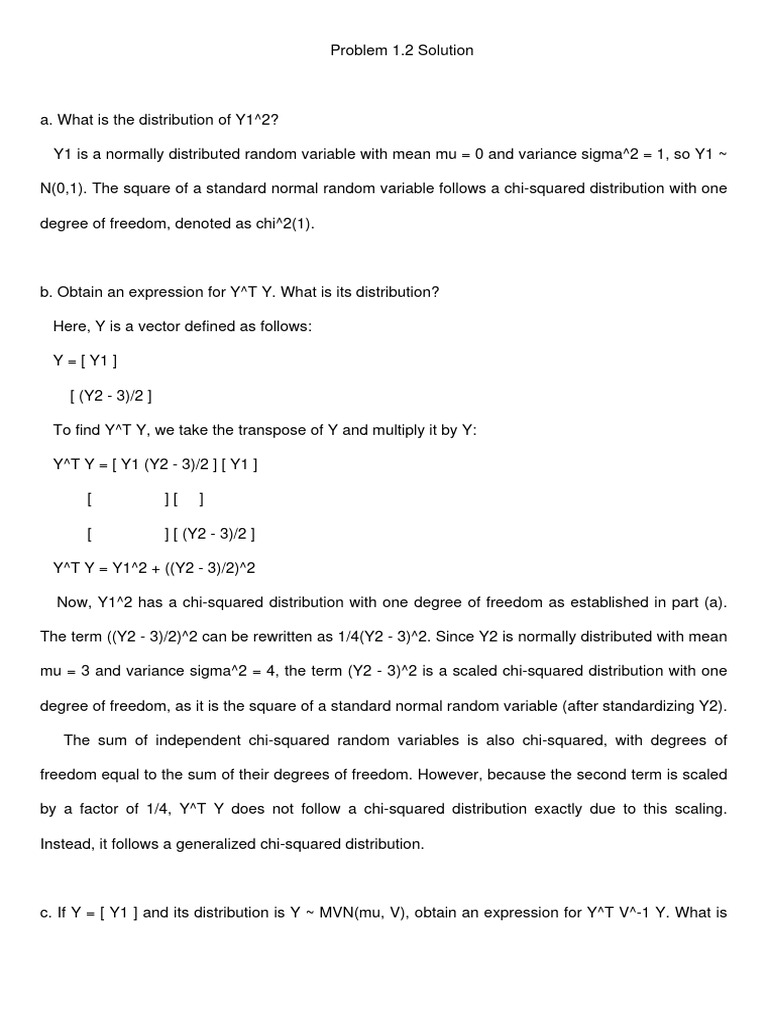 Problem 1 2 Solution | PDF | Chi Squared Distribution | Degrees Of ...
