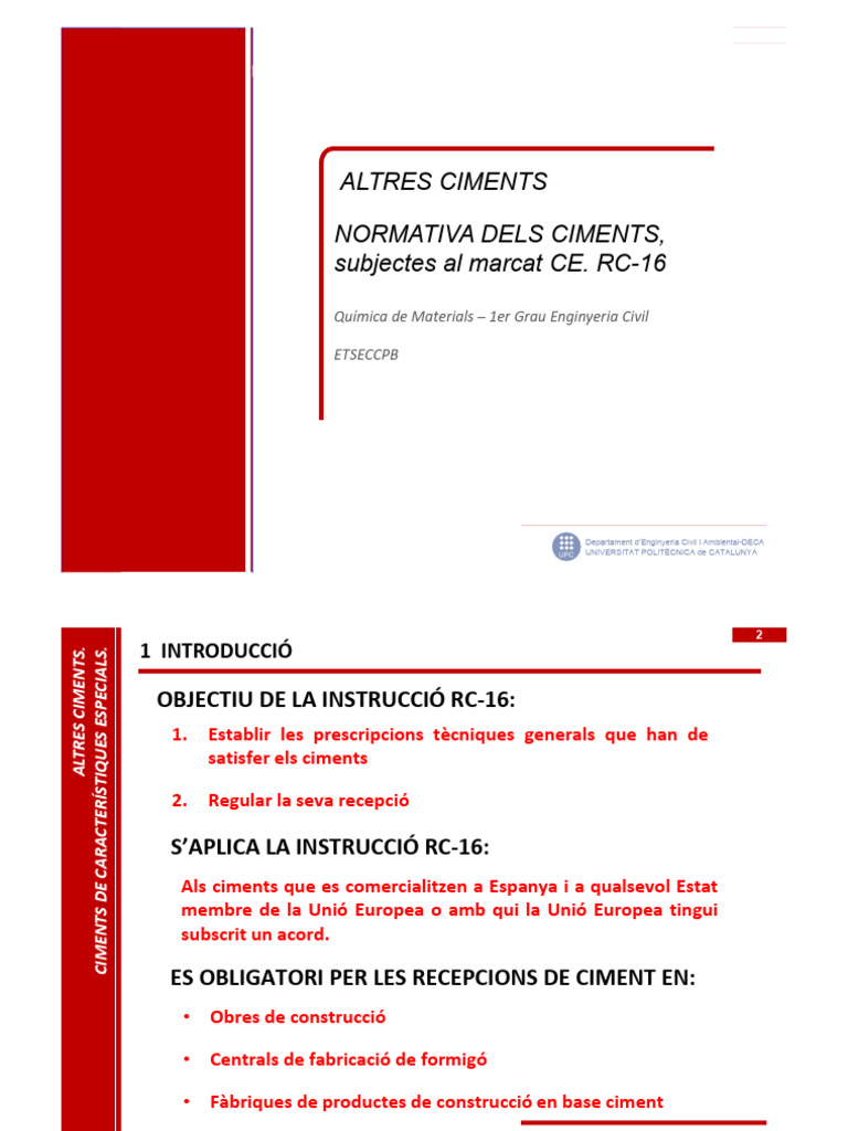 Altres Ciment Normativa CE-RC-16 | PDF