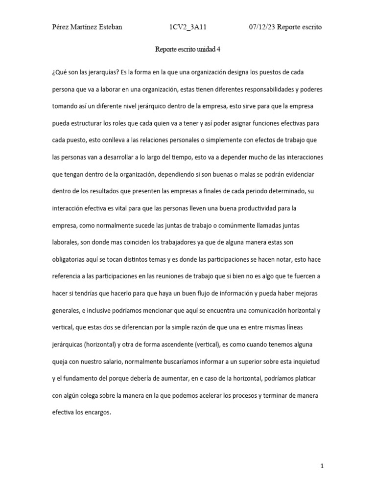 Pérez Martínez Esteban 1CV2 - 3A11 07/12/23 Reporte Escrito Reporte Escrito Unidad 4 | PDF ...