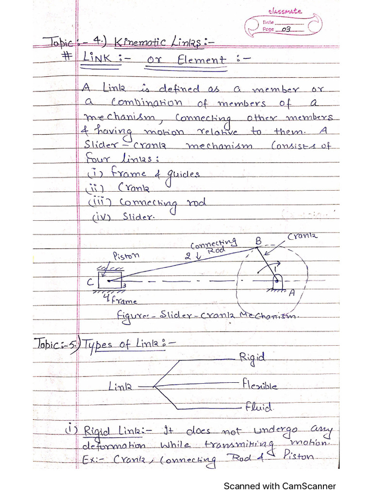 Topic-2& 3 Kinematic Links and Pairs | PDF