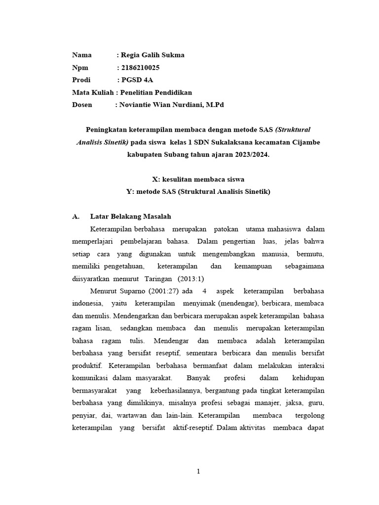 Metode SAS Tingkatkan Membaca Siswa SD | PDF | Seni & Disiplin Bahasa