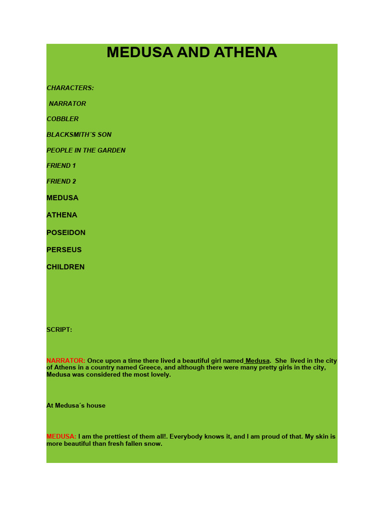 Medusa Playscripts | PDF | Medusa | Athena
