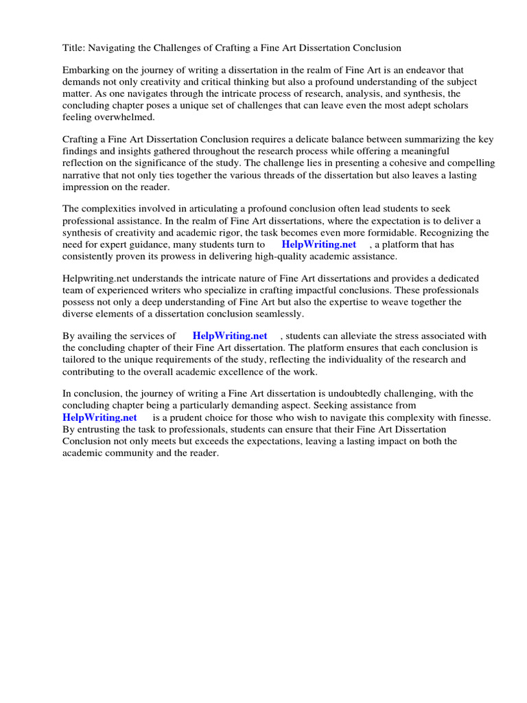 Fine Art Dissertation Conclusion | PDF | Thesis | Fine Art