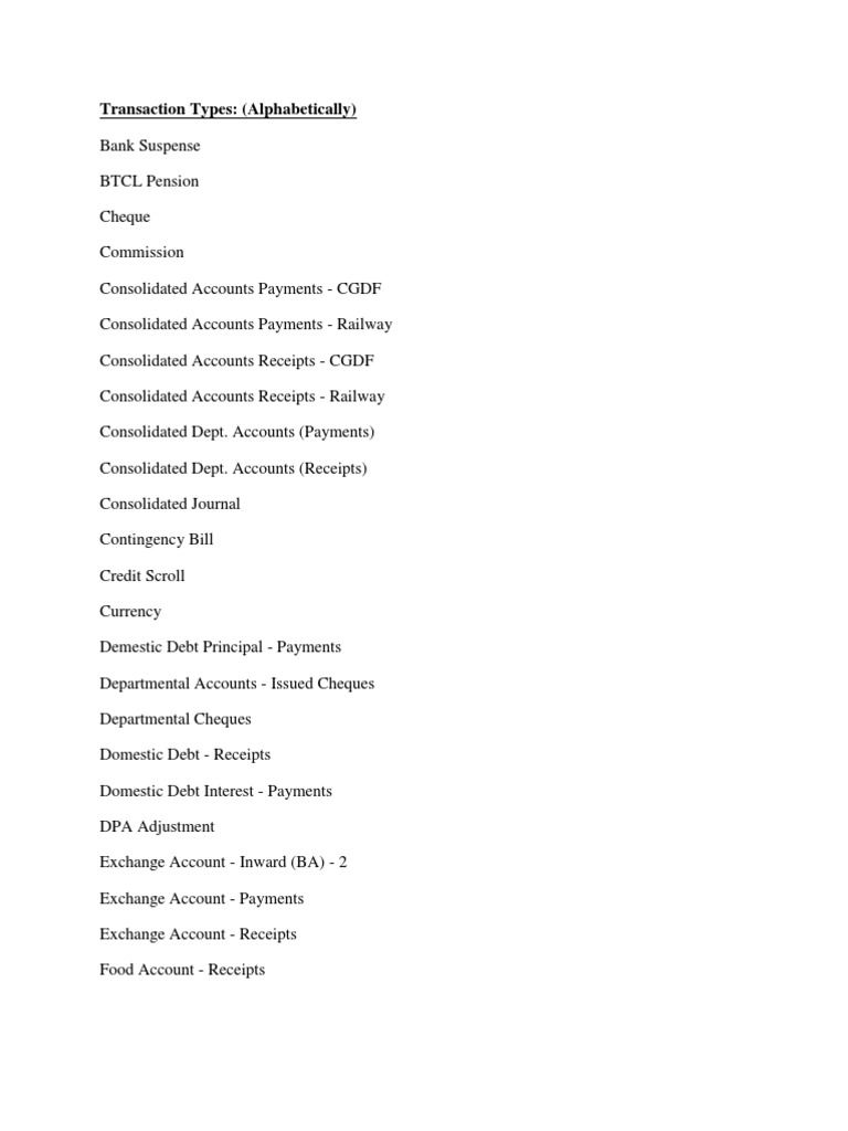 Transaction Types | PDF | Payments | Receipt