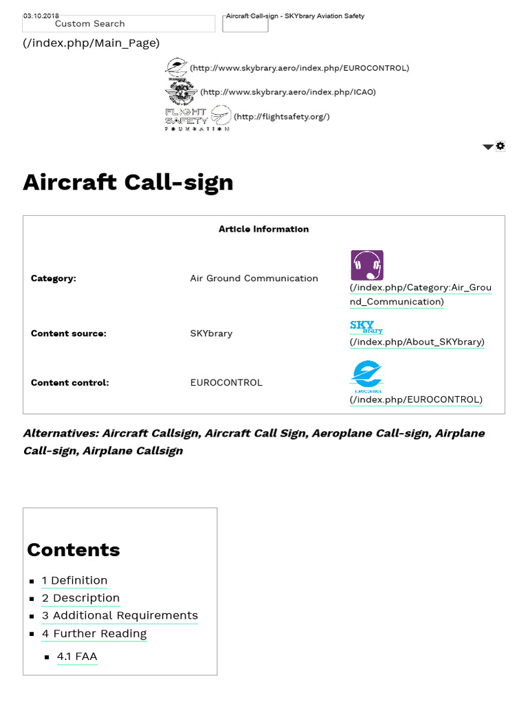 Aircraft Call-Sign - SKYbrary Aviation Safety | Download Free PDF | Air ...