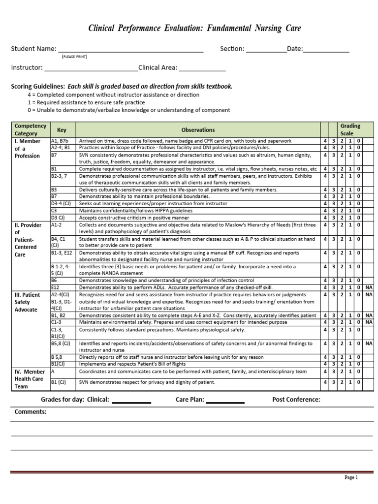 VN - Fundamentals Clinical Perf Evaluation | PDF | Nursing | Health Care
