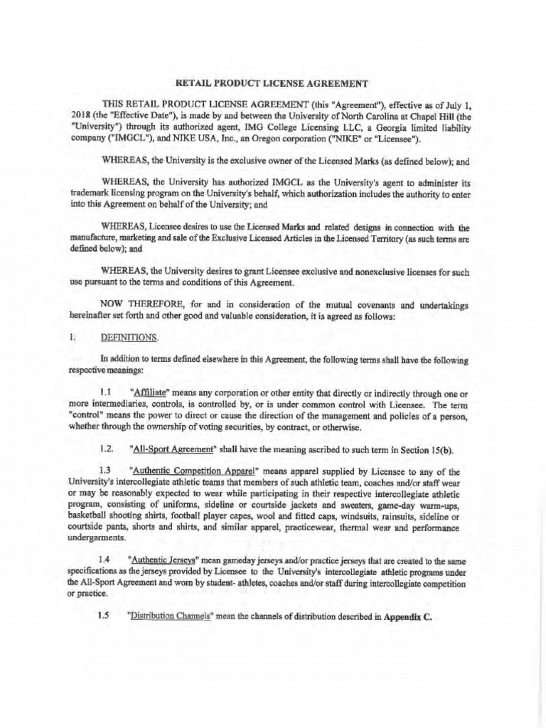 2018 Nike Retail Product License Agreement | PDF | Indemnity | License