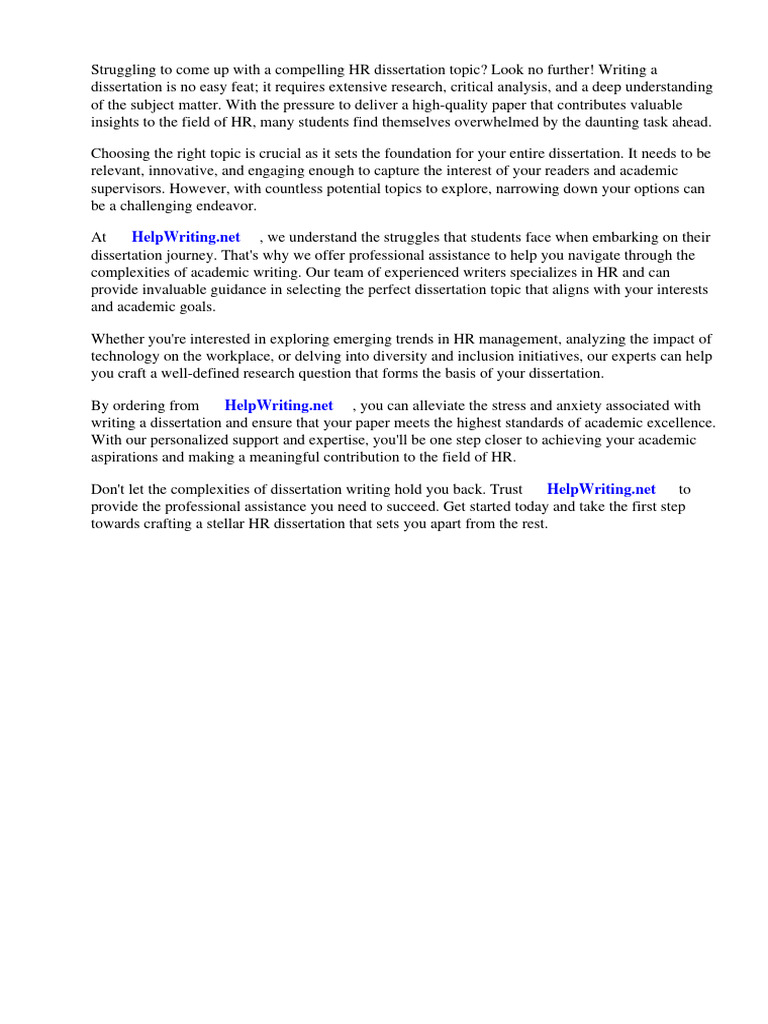 Good HR Dissertation Topics | PDF | Human Resource Management | Thesis