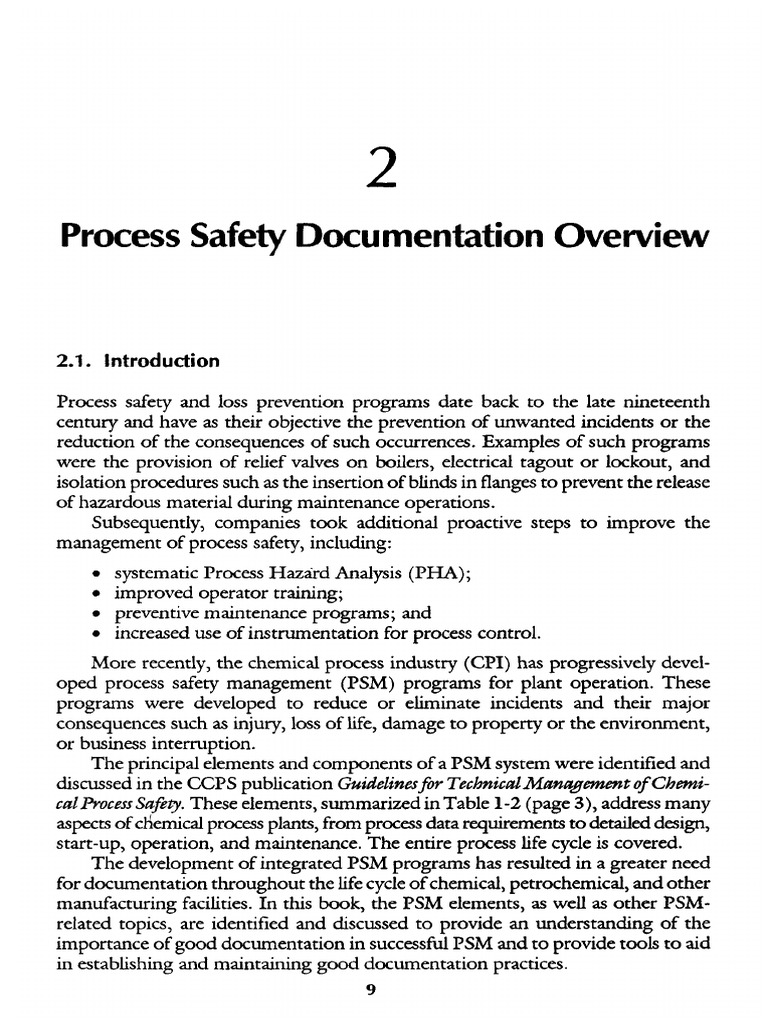 Process Safety Documentation Overview | PDF | Safety