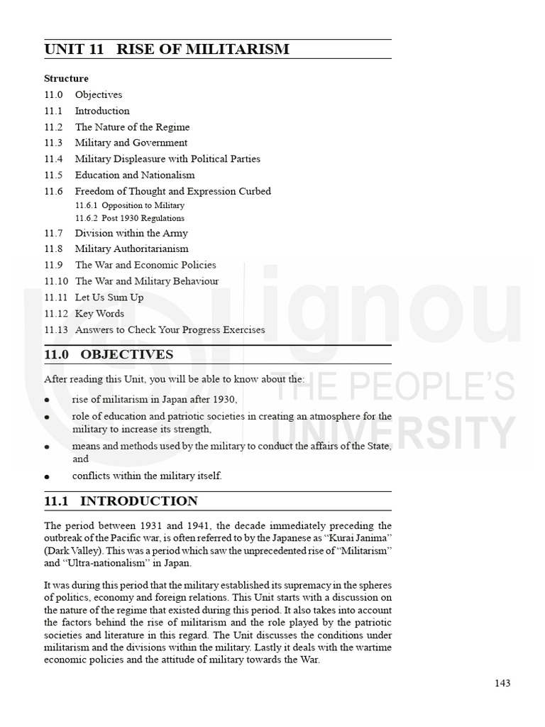 Unit-11 rise of Militarism | PDF | Fascism | Empire Of Japan