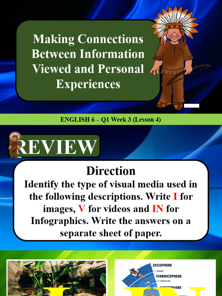 (English 6 Week 3 Lesson 4) - Making Connections Between Information ...