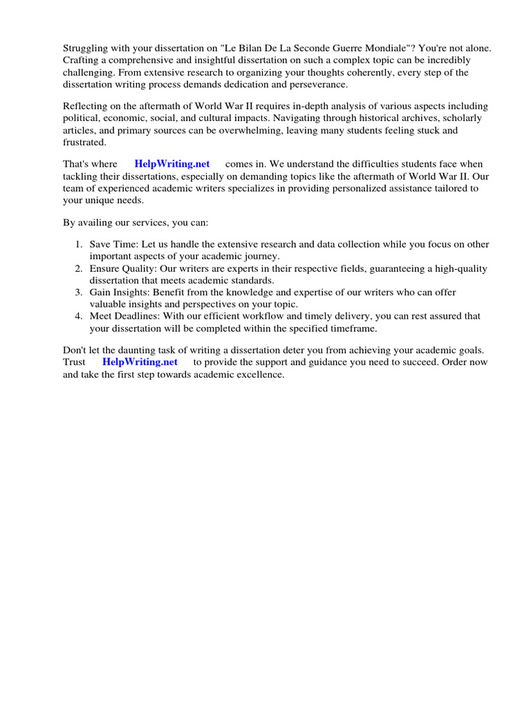 Dissertation Le Bilan de La Seconde Guerre Mondiale | PDF | Thesis