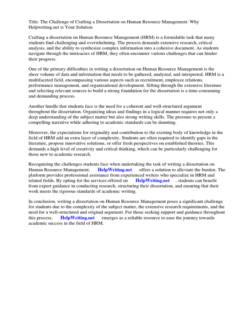 HRM Dissertation Help for Students | PDF | Human Resource Management ...
