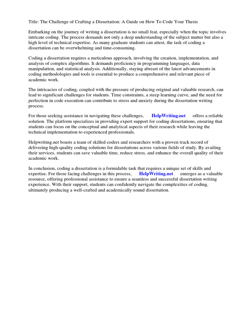 How To Code Dissertation | PDF | Thesis | Computer Programming