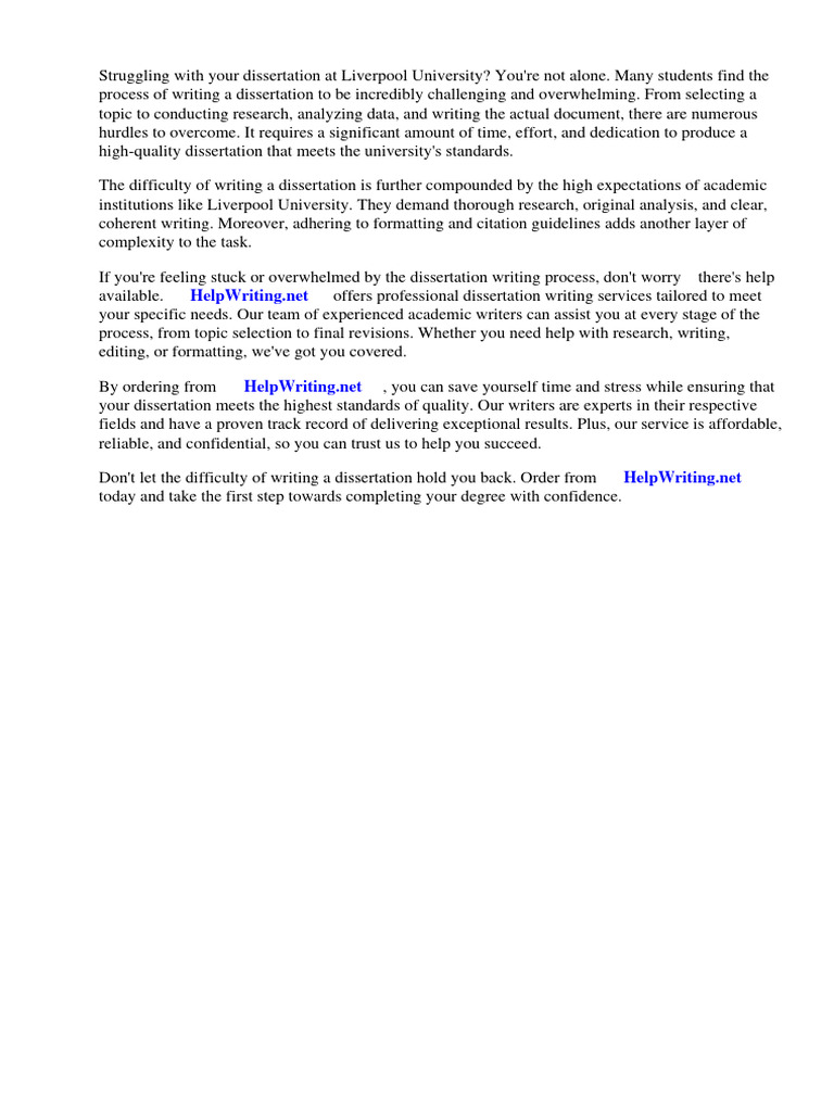 Liverpool University Dissertation | PDF