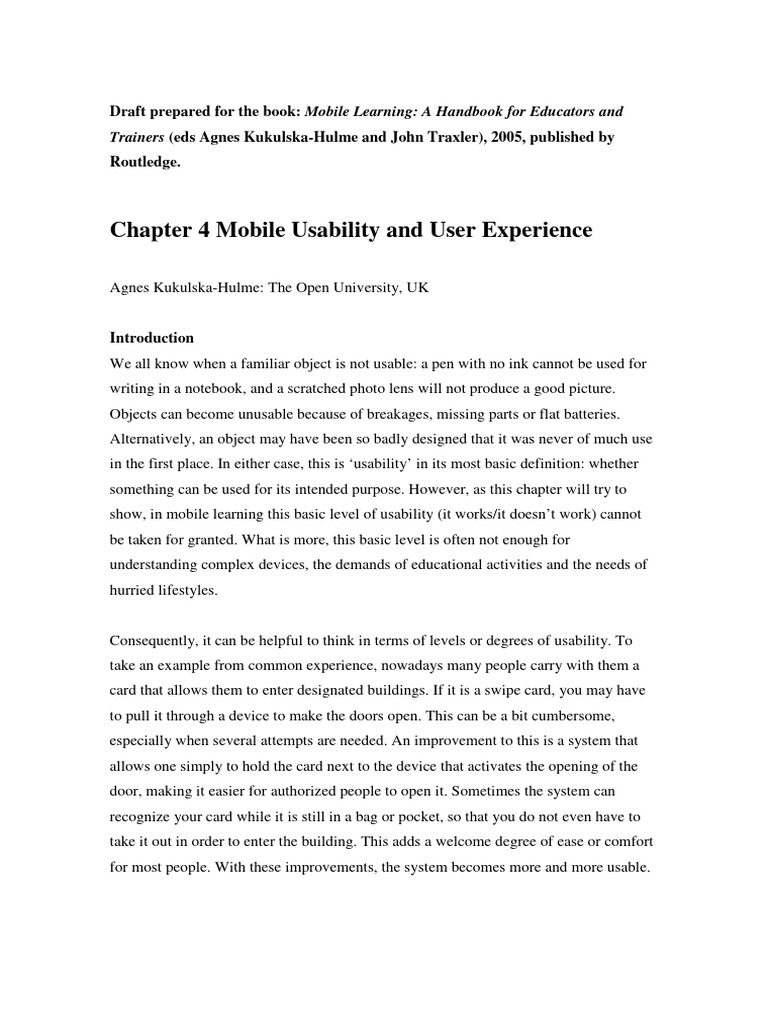 Kukulska-Hulme Chapter 4 | PDF | Personal Digital Assistant | Usability
