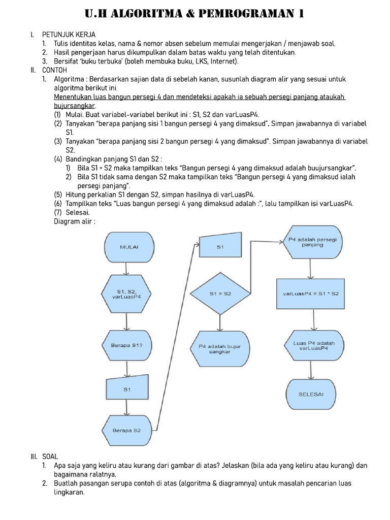 Algoritma & Pemrograman: Luas Bangun | PDF | Metode & Bahan Ajar | Komputer