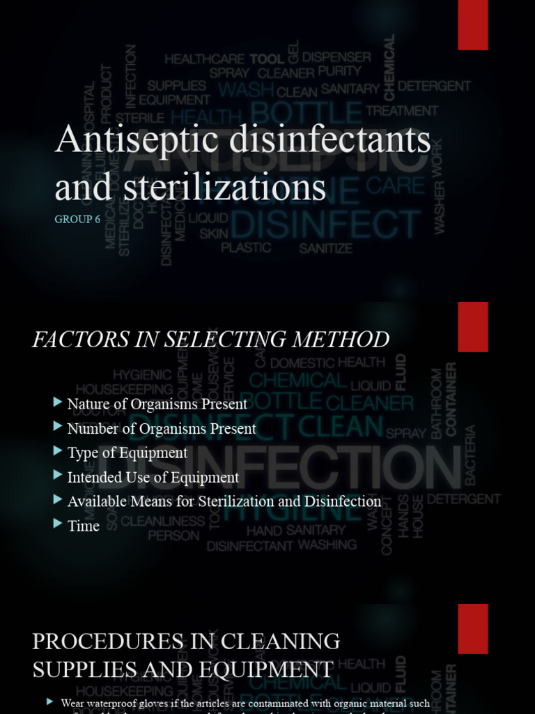 Antiseptic Disinfectants and Sterilizations | PDF | Science & Mathematics