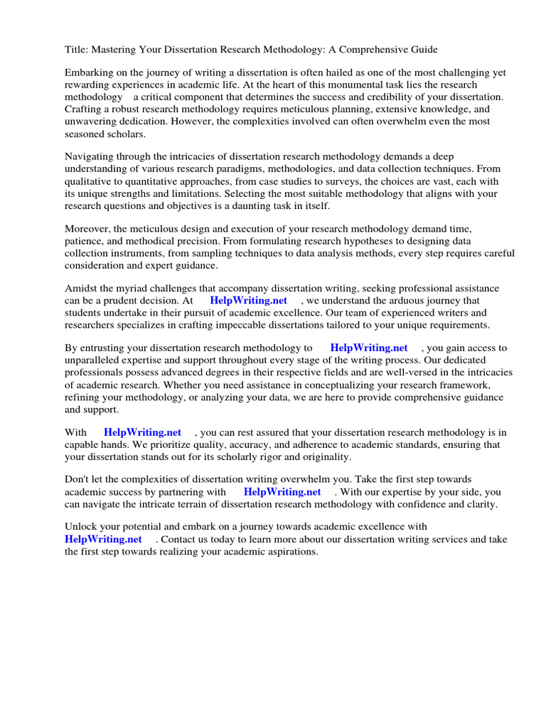 Sample Dissertation Research Methodology | PDF | Methodology | Thesis