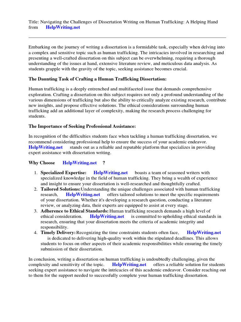 Human Trafficking Dissertation Ideas Pdf Sex Trafficking Human