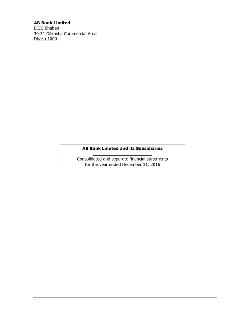 AB Bank Limited 2016 Financial Summary | PDF | Banks | Dividend