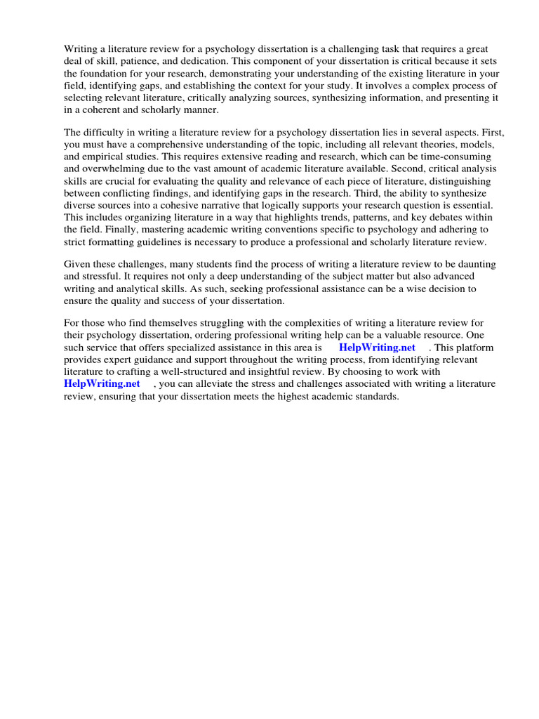How To Write A Literature Review For Psychology Dissertation | PDF