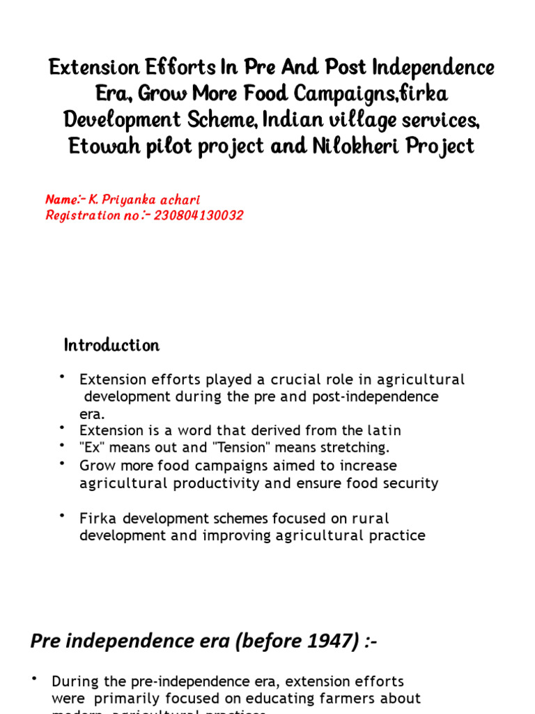 Extension Efforts in Pre and Post Independence Era | Download Free PDF ...