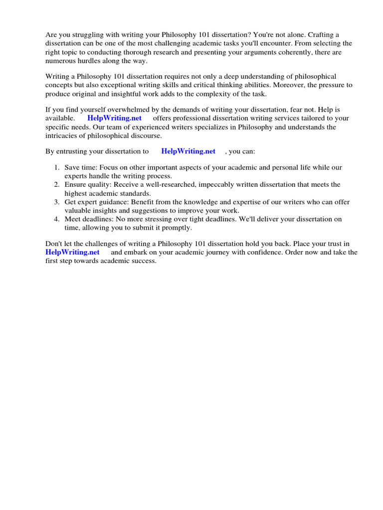 Philosophy 101 Dissertation Writing Help | PDF | Expert | Refinancing