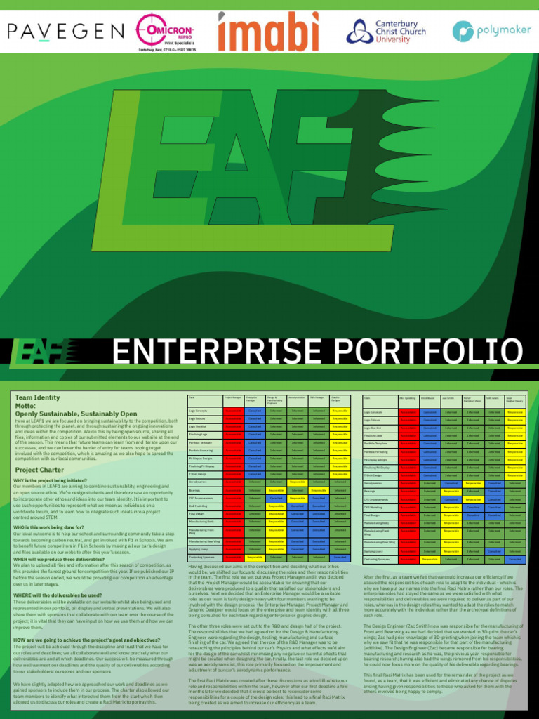 F1 in Schools Enterprise Portfolio Guide | PDF | Design | Logos