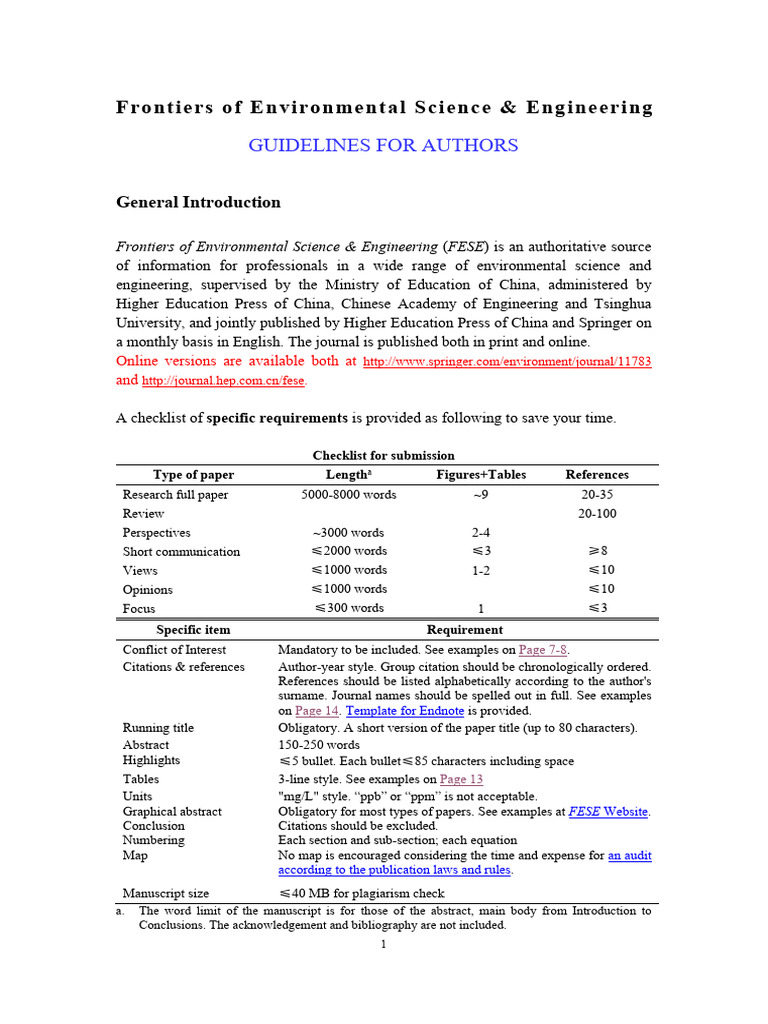 FESE Guidelines For Authors (202306) | PDF | Open Access | Academic Journal