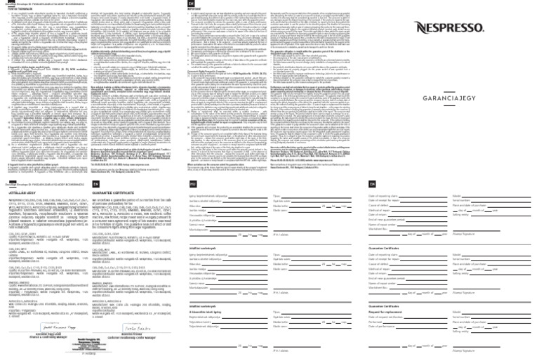 Nespresso Garanciajegy | PDF
