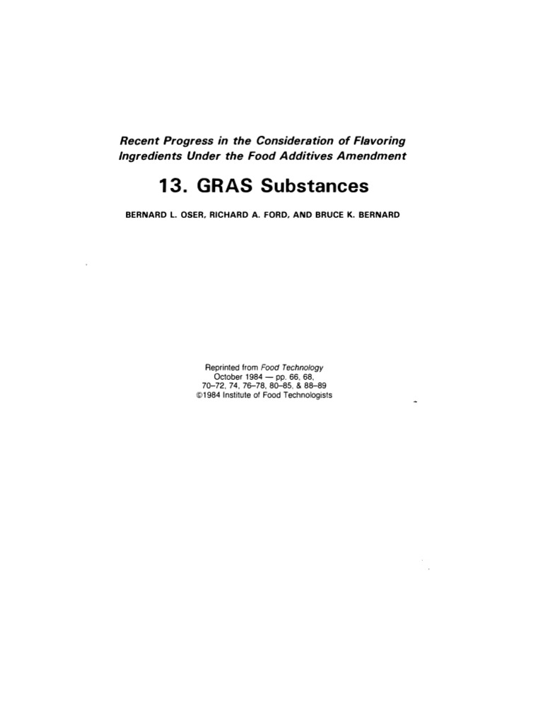 FEMA GRAS Substances Review Update | PDF | Confectionery | Food And ...