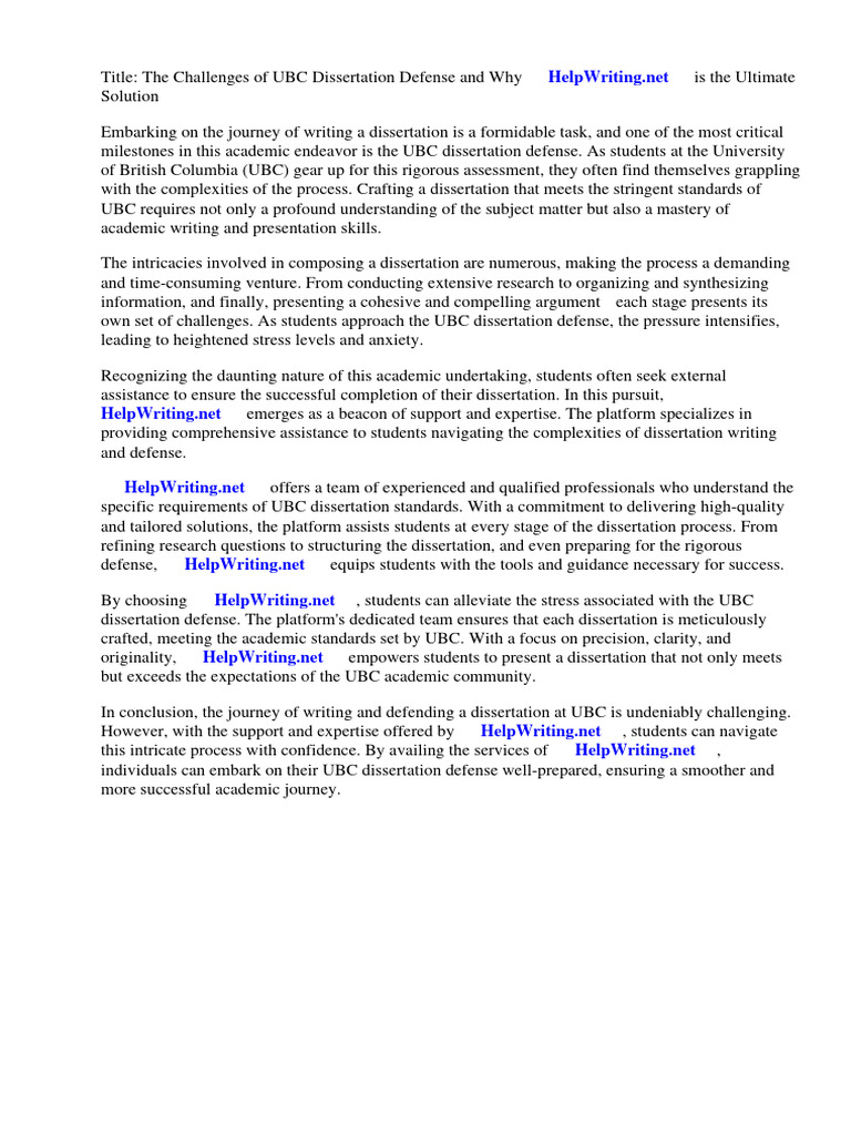 Ubc Dissertation Defense | PDF | Thesis | Doctor Of Philosophy