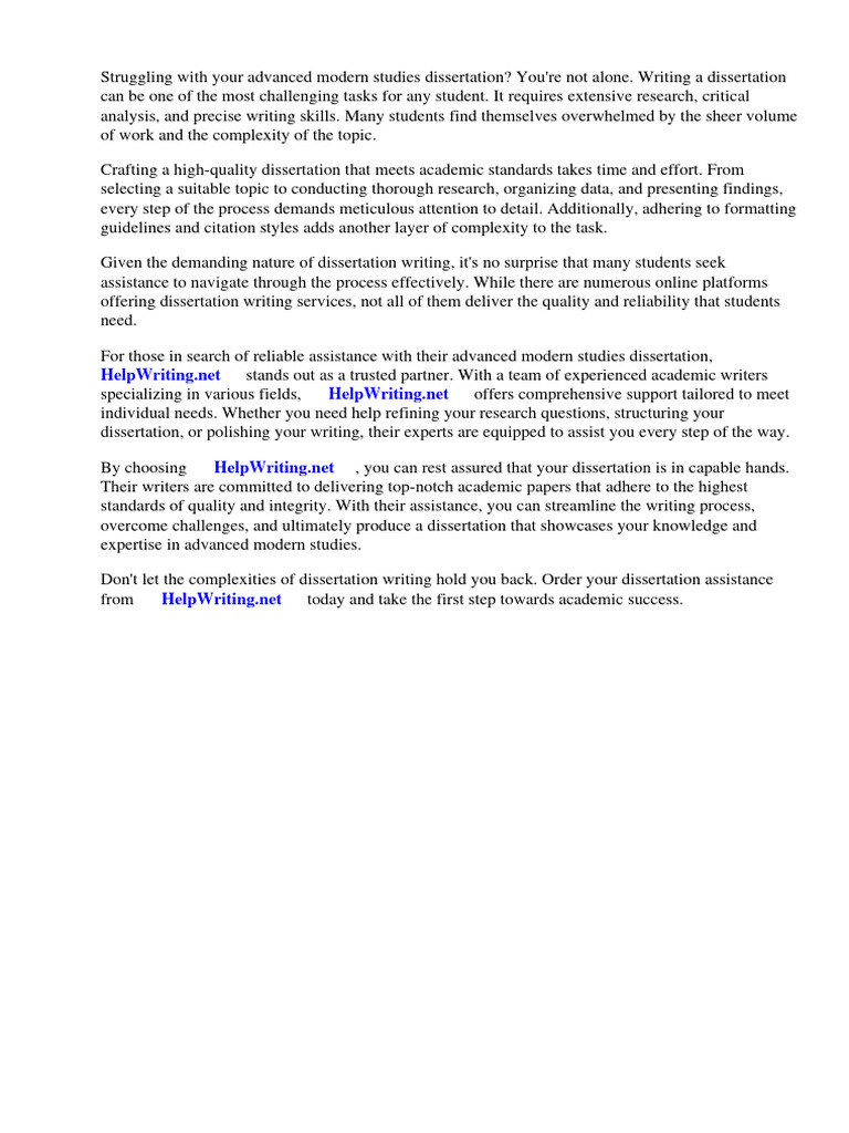 Advanced Modern Studies Dissertation Examples | PDF | Metadata | Thesis