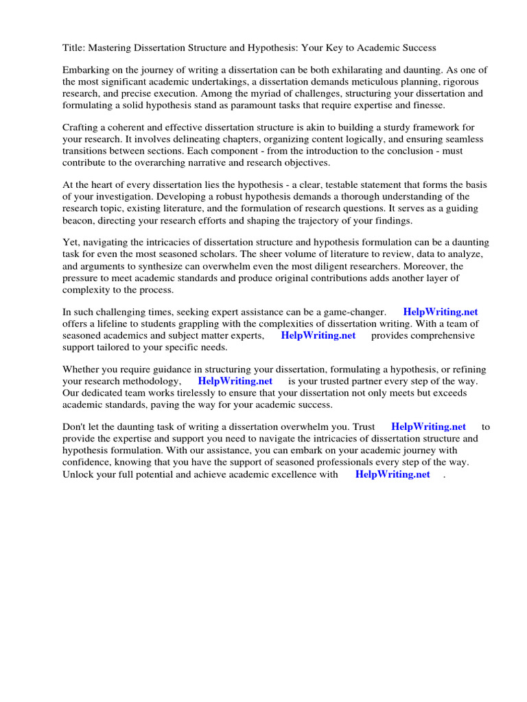 Dissertation Structure Hypothesis | PDF | Hypothesis | Statistics