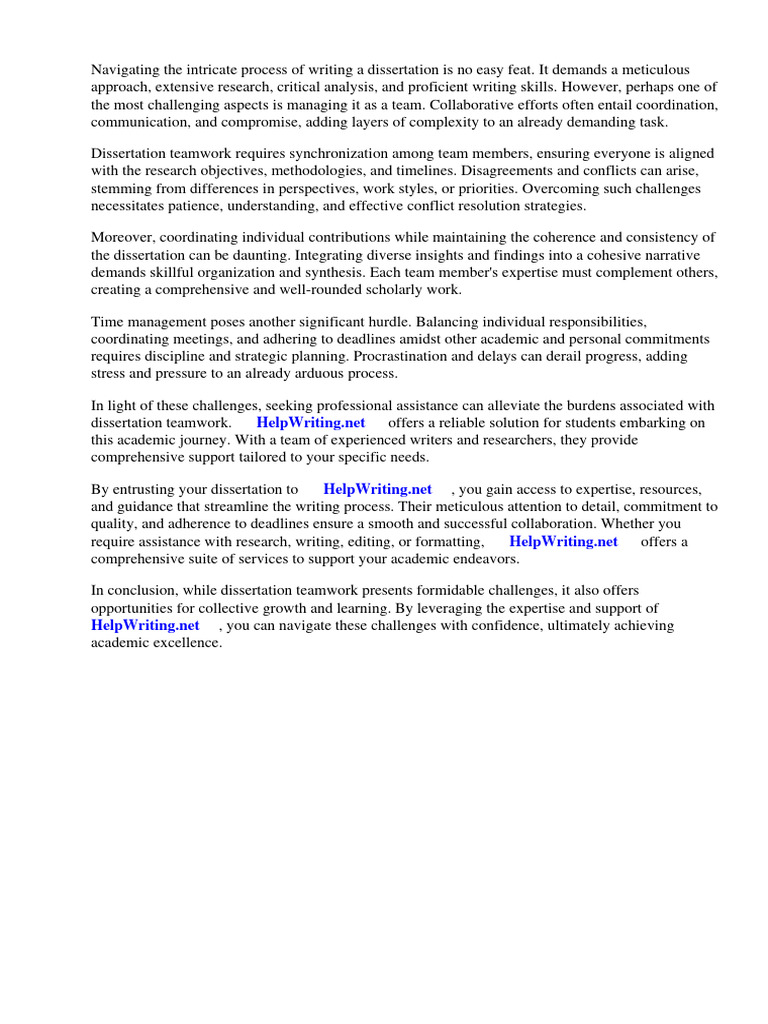 Dissertation Teamwork | PDF | Thesis | Essays